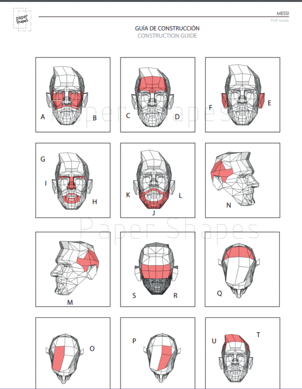 LIONEL MESSI PAPERCRAFT TEMPLATE MASK - PAPER SHAPES