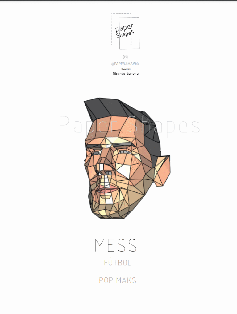 LIONEL MESSI PAPERCRAFT TEMPLATE MASK - Paper Shapes